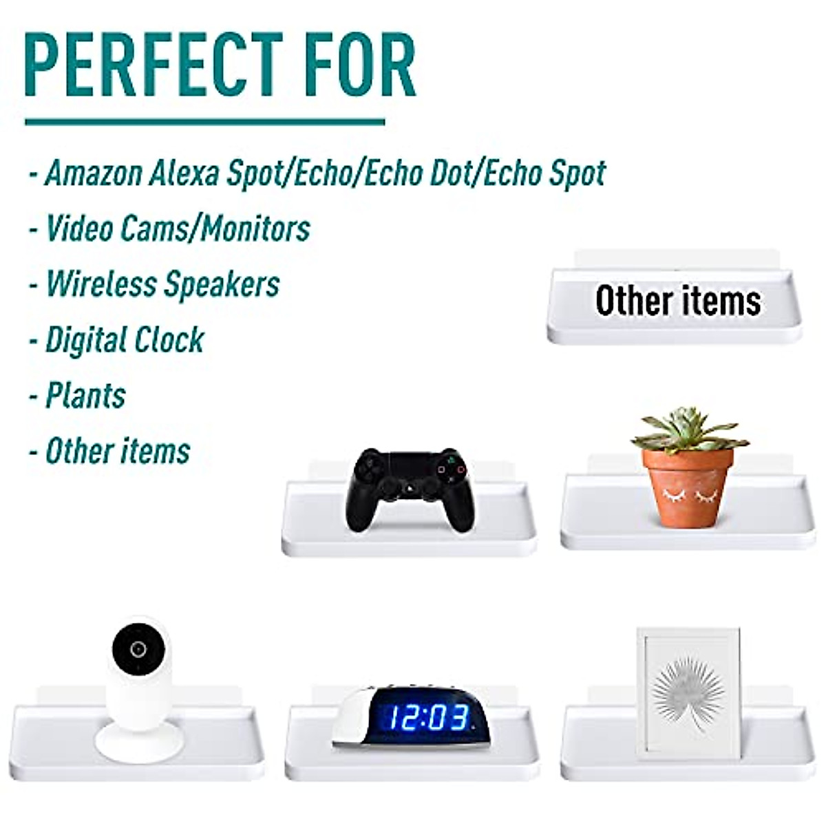 Chunful 2 Pieces Wall Phone Holder Adhesive Phone Wall Mount Universal Phone Shelf Plastic Cell Phone Stand for Most Smartphones in Bathroom Kitchen Toilet, White