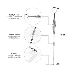 cicee 18 Inch Ash Removal Tool and Ash Pan for Bi Green Egg,Stainless Steel for Bi Green Egg Accessories Ash Tool Poker for BGE Primo and Other Charcoal Kamado[at+AP]