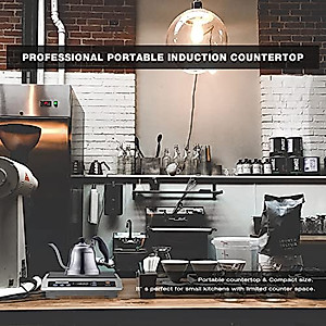 ChangBERT Induction Cooktop, Portable, Large 8” Heating Coil, 18/10 Stainless Steel Commercial-Grade Burner with NSF-certificated, 10-Hour Timer, 1800W Professional Countertop