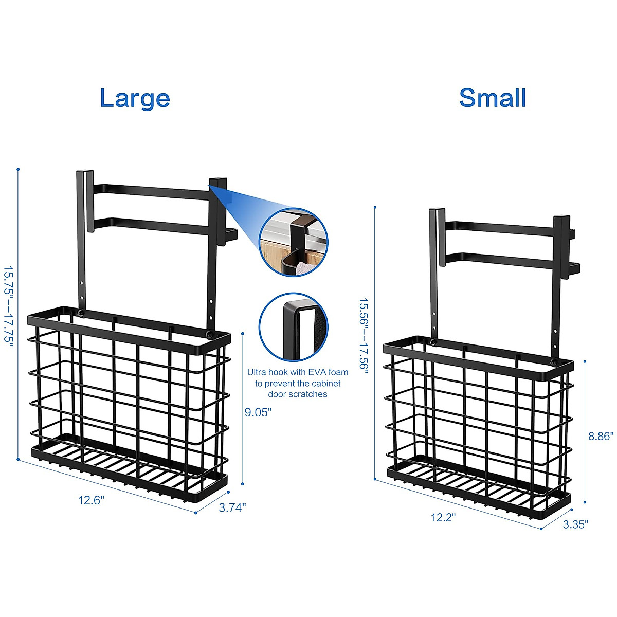 LIVOD 2 Pack Cabinet Door Organizer with 2 Double Towel Bar, Cutting Board Organizer, Kitchen Towel Holder with Foil and Wrap Organizer
