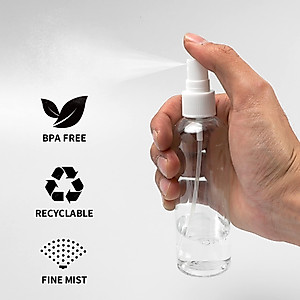 YEUIKERR 36 Pack Plastic Small Spray Bottles 4 oz/120 ml, Fine Mist Clear Empty Plastic Small Travel Spray Bottle, with 10 Funnels and 10 Labels