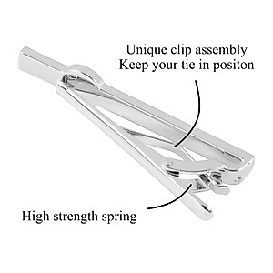 Dannyshi Tie Clips for Men, Black Gold Silver 2.1inch Initial Alphabet Letter Tie Clip Bar Set (B)