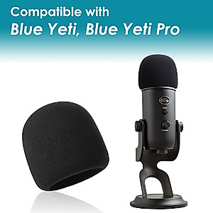 YOUSHARES Pop Filter for Blue Yeti, Yeti Pro Condenser Microphones, Blue Yeti Mic Cover Foam Microphone Windscreen Improve Sound Quality (Black)