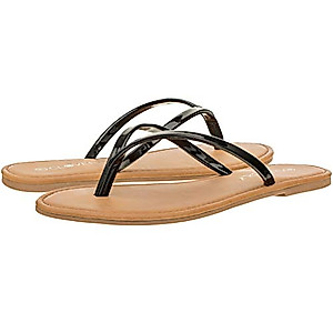 CLOVERLAY Women's Flip Flops Sandal Flat Beach Summer Sandals (8, Black)