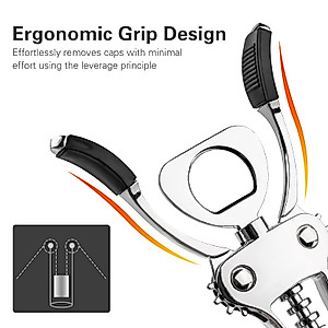 WOTOR Corkscrew Wine Opener, Zinc Alloy Wine Bottle Opener, Manual Multifunctional Wing Corkscrew for Waiters, Heavy Duty Wine Cork Remover, Silver