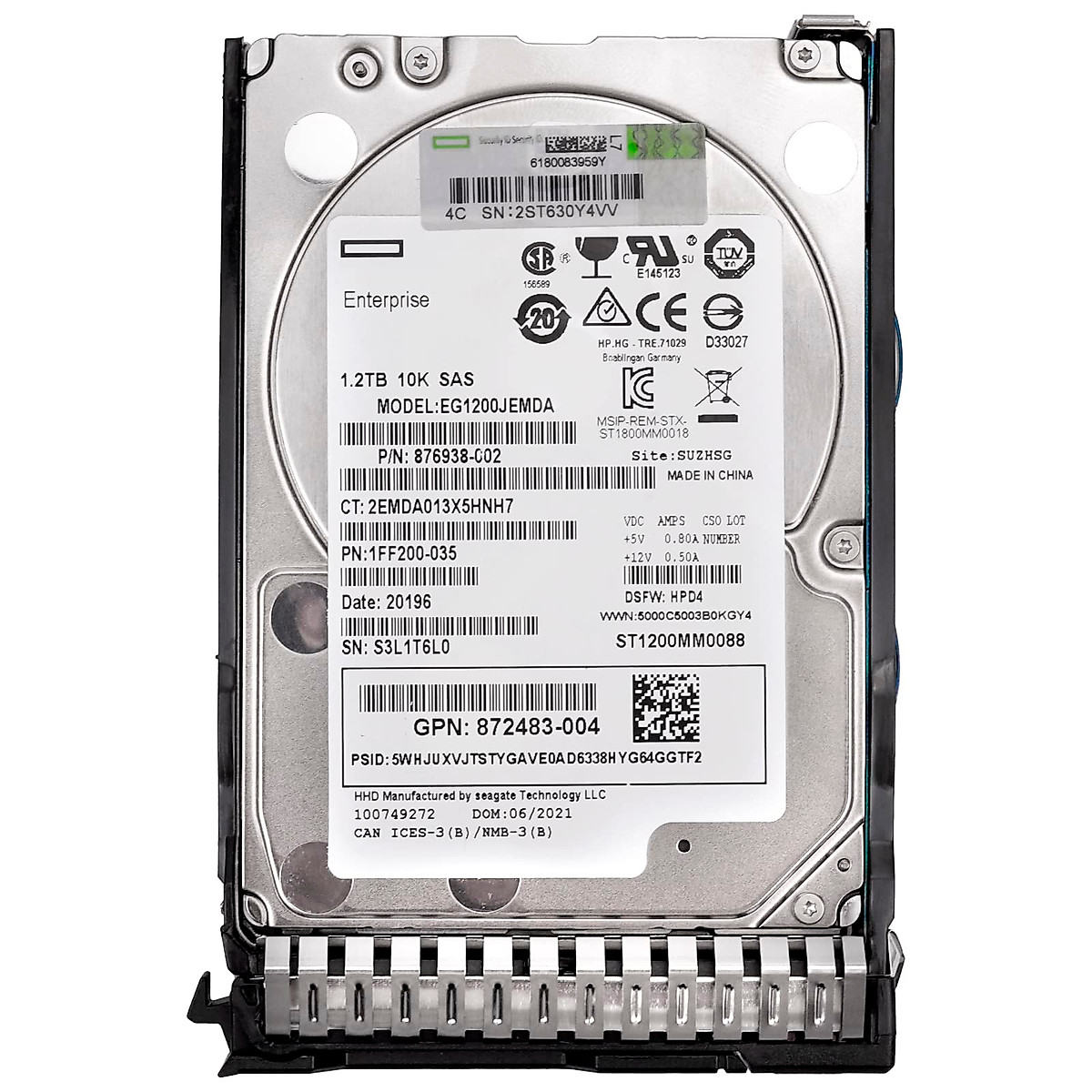 Enterprise Hard Drive Replacement for 872479-B21 Compatible with HPE 1.2TB 10K 12G SAS DS G9 G10 872737-001 876938-002（with Tray）