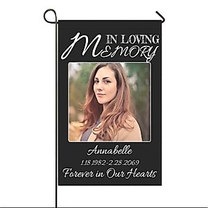 SHIYEL Custom Memorial Flag-Personalized Garden Flag in Loving Memory with Photo Name Date, Customizable Collage Memory Garden Flags for Outdoor Yard Farmhouse Porch Patio Decorations 12 x 18 inches
