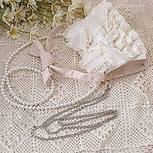 QZUnique Lolita Shoulder Bag, Handmade Crossbody Tote Bags with Lace Bow, Fashion Casual Handbags for Women, Stylish Purse with Pearl Shoulder Straps