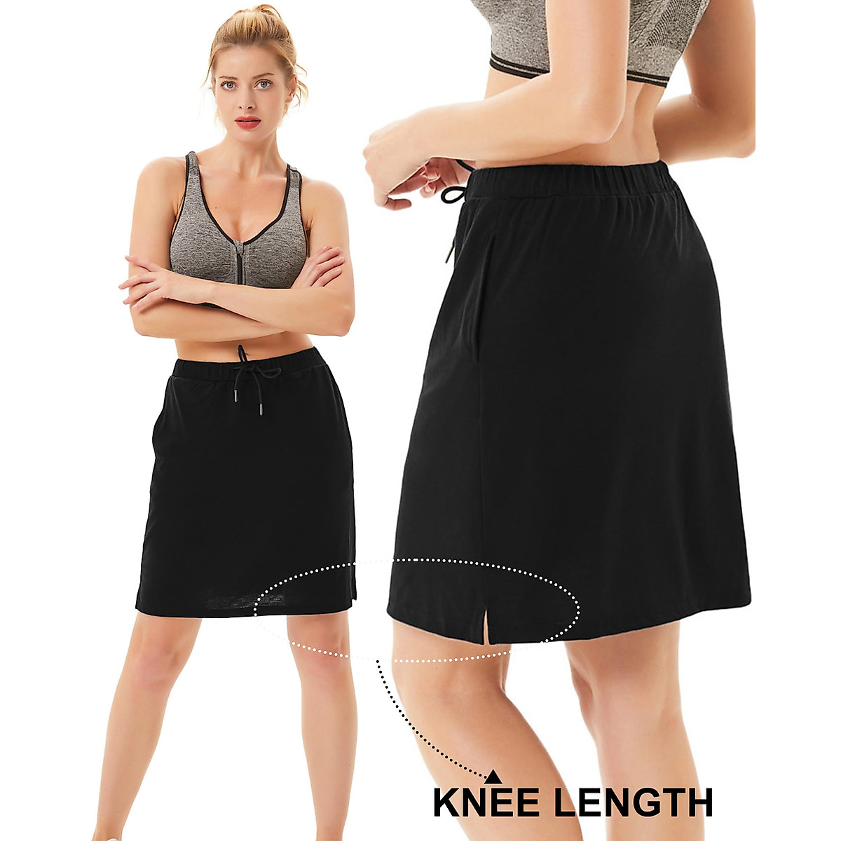 JACK SMITH Women's Plus Size Golf Athletic Lightweight Casual Dress with Pockets(3XL,Black)