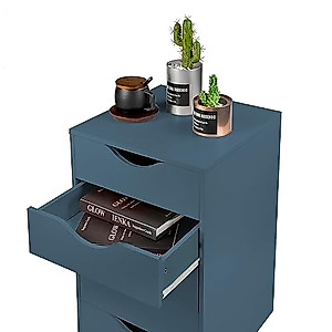 EDGEWOOD 5 Drawer Vertical File Cabinet Filing Storage Wood Organizer Dresser Chest, 16" D x 16" W x 26" H, Blue