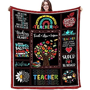 Teacher Blanket Teacher Appreciation Gift Blanket Birthday Retirement Gift for Teacher Ultra Soft Flannel Throw Blanket for Couch Bed Sofa 60''x50''…