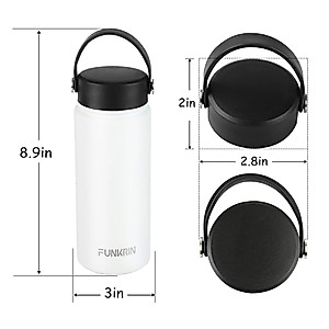 Funkrin Insulated Coffee Travel Mug with Ceramic Coating, 18oz Wide Mouth Flex Cap Water Bottle, Vacuum Stainless Steel Leak-Proof Thermos Tumble Flask Cup for Office School Outdoors