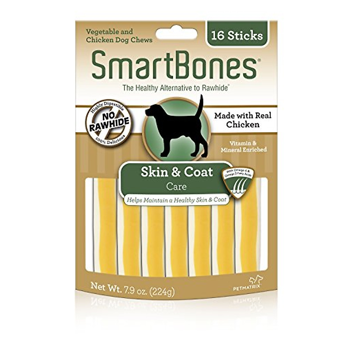 SmartBones Skin And Coat Care Sticks 16 Count, Rawhide-Free Chews For Dogs, With Omega Fatty Acids
