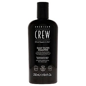American Crew Men's Shampoo, Daily Silver, Removes Brassy Tones, Naturally Derived, Vegan Formula, 8.4 Fl Oz