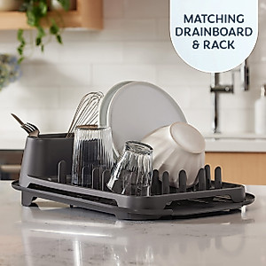 Rubbermaid Dish Drying Rack with Drainboard, Raven Grey, 2-Piece Set