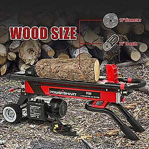 PowerSmart Log Splitter Electric, 6-Ton Hydraulic Log Splitter, 15 Amp Electric Log Splitter, Electric Wood Splitter, Horizontal Full Beam with Steel Wedge for Firewood Splitter Kindling Splitter