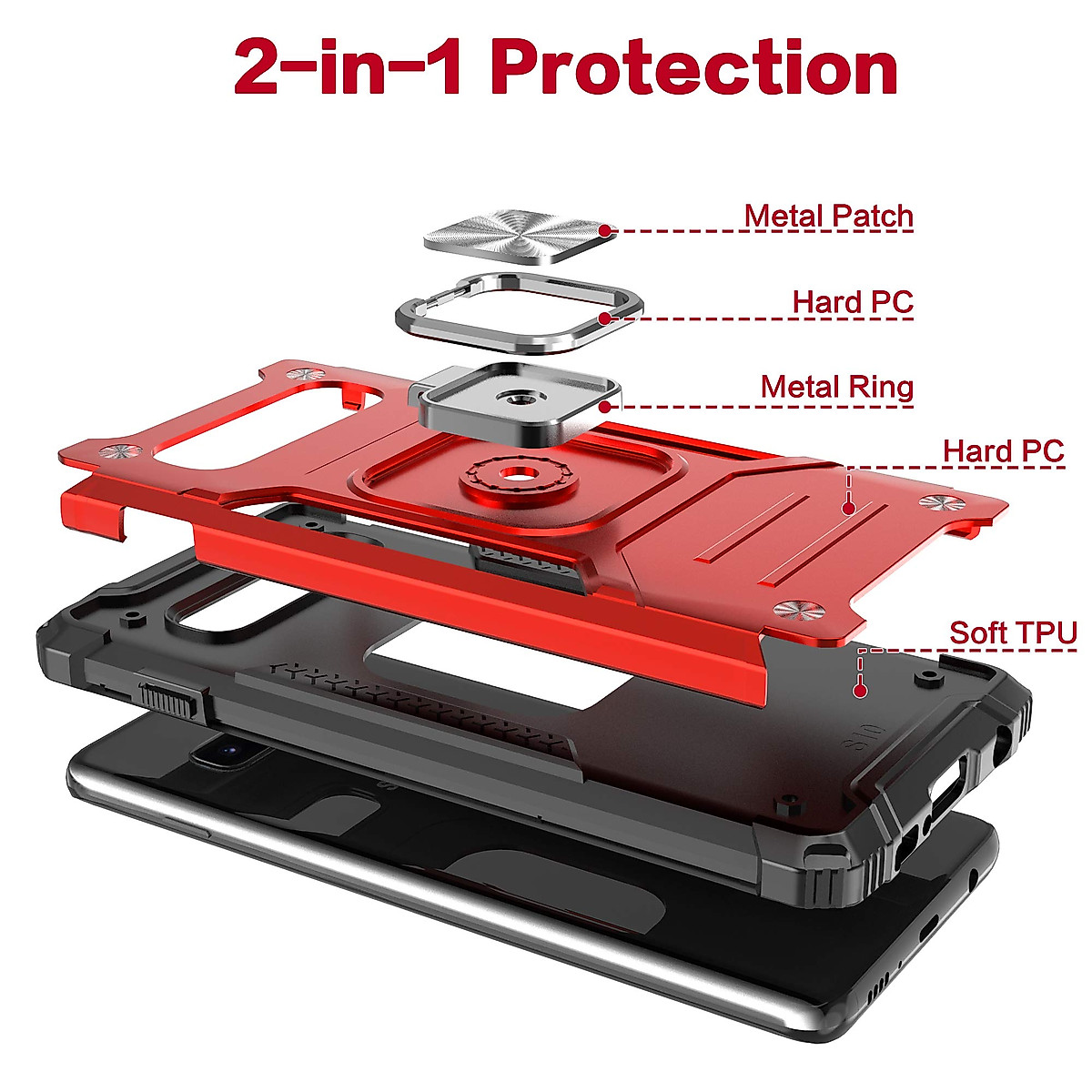 IDYStar for Galaxy S10 Case,Hybrid Drop Test Cover with Car Mount Kickstand Slim Fit Shockproof Hard Resistant Protective Phone Case for Galaxy S10,Red