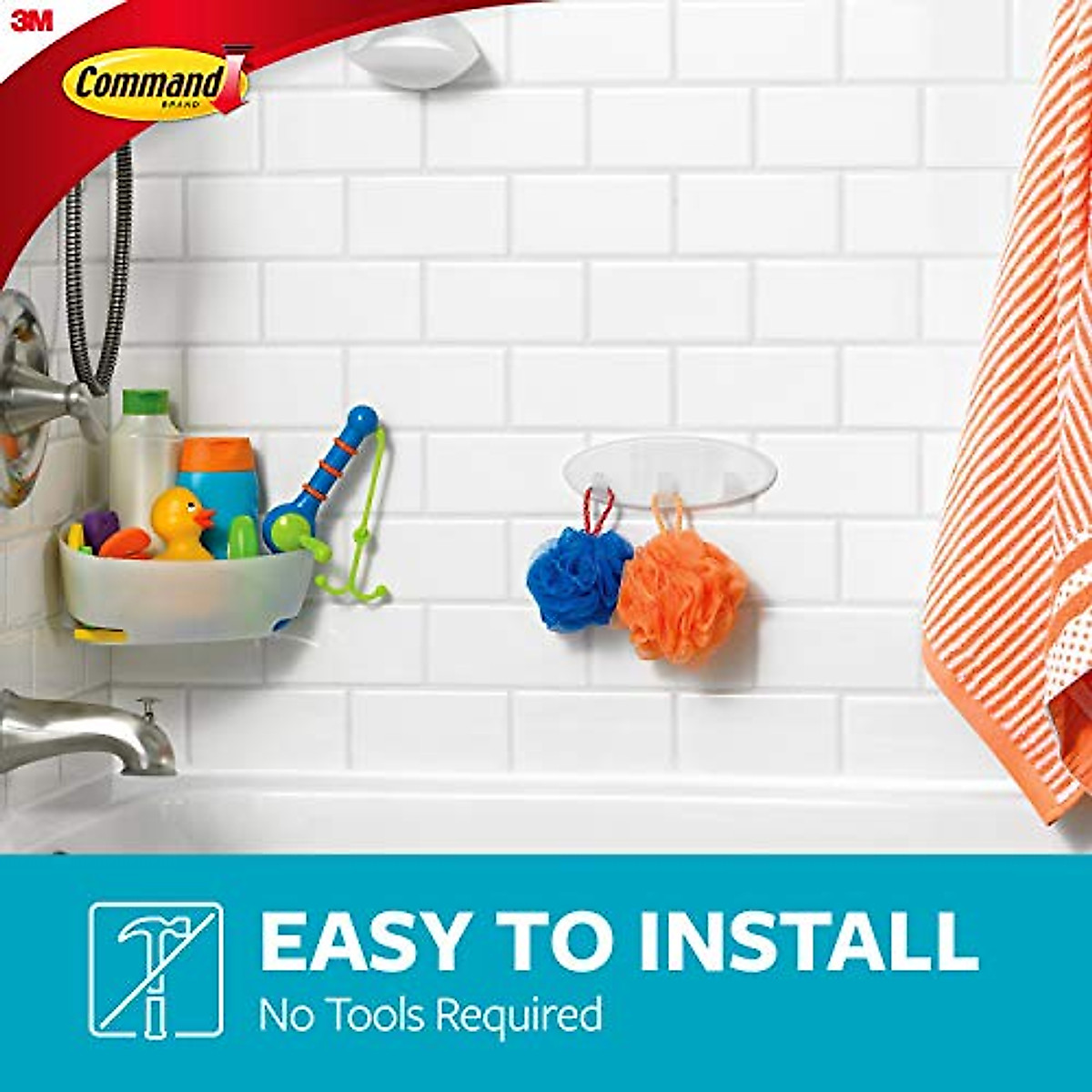 Command Bath Multi-Hook, Holds up to 5 lb, 1 Shower Hook with 2 Water-Resistant Command Strip, Damage Free Bathroom Organization for Robes, Towels, Loofahs, or Bathroom Accessories