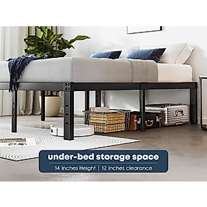 FSCHOS Bed-Frame-Queen, 14 Inch Metal Platform Bed-Frame No Box Spring Needed, Heavy Duty, Easy Assembly, Noise Free, Black