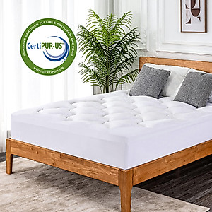 MUUEGM Dual Layer 4 Inch Memory Foam Mattress Topper Queen Size,2 Inch Gel Memory Foam Plus 2 Inch Cooling Pillow Top Cover with 8-21 Inch Deep Pocket,Mattress Pad for Back Pain,White