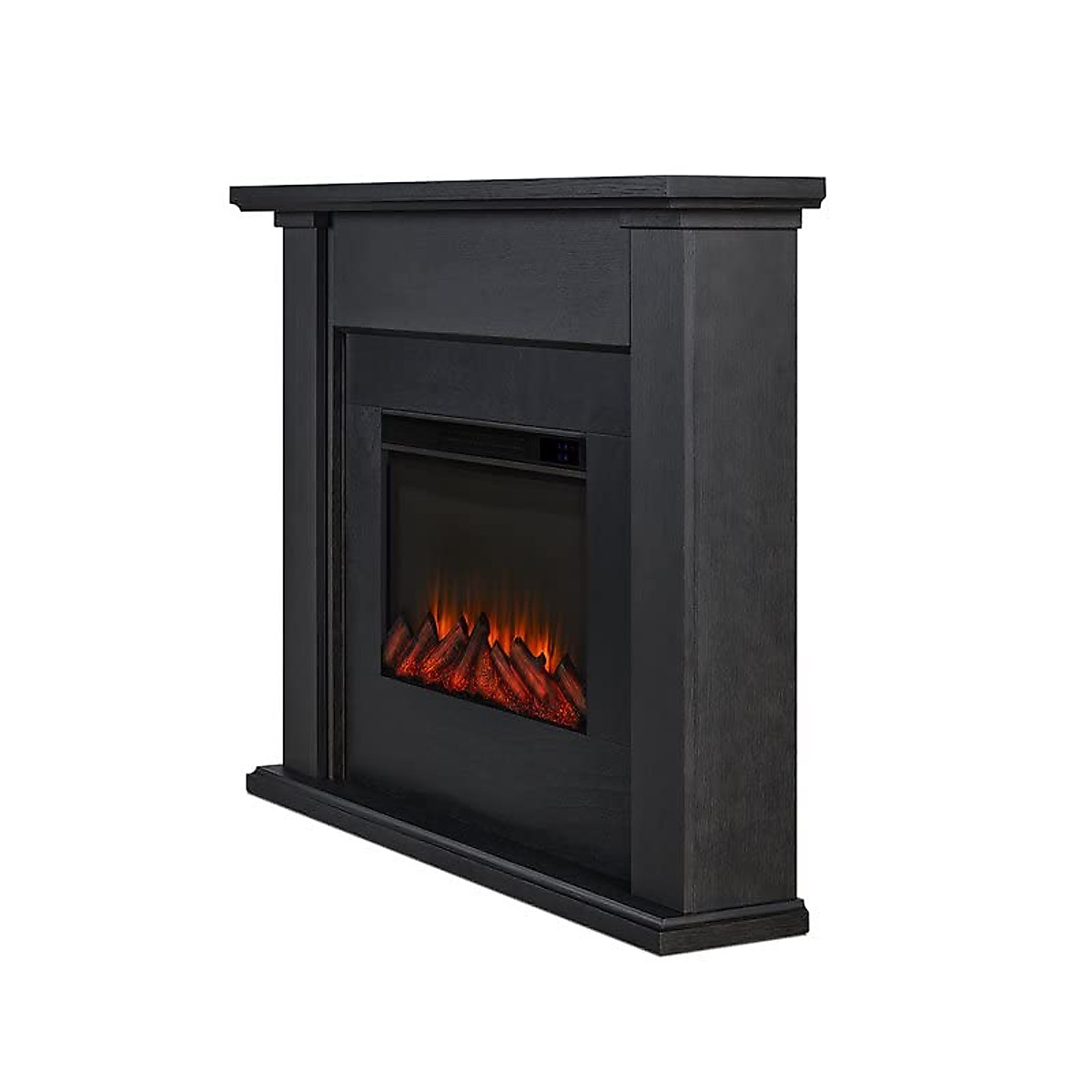 BOWERY HILL 52" Slim Solid Wood and Glass Electric Fireplace in Gray Finish