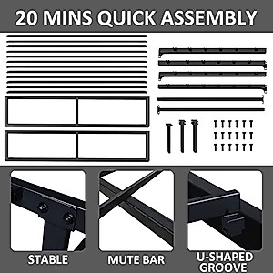 Yitong Angel 14 Inch Queen Bed Frame,3500 lbs Heavy Duty Metal Platform, Steel Slats Support/No Box Spring Needed/Noise Free/Non-Slip/Easy Assembly