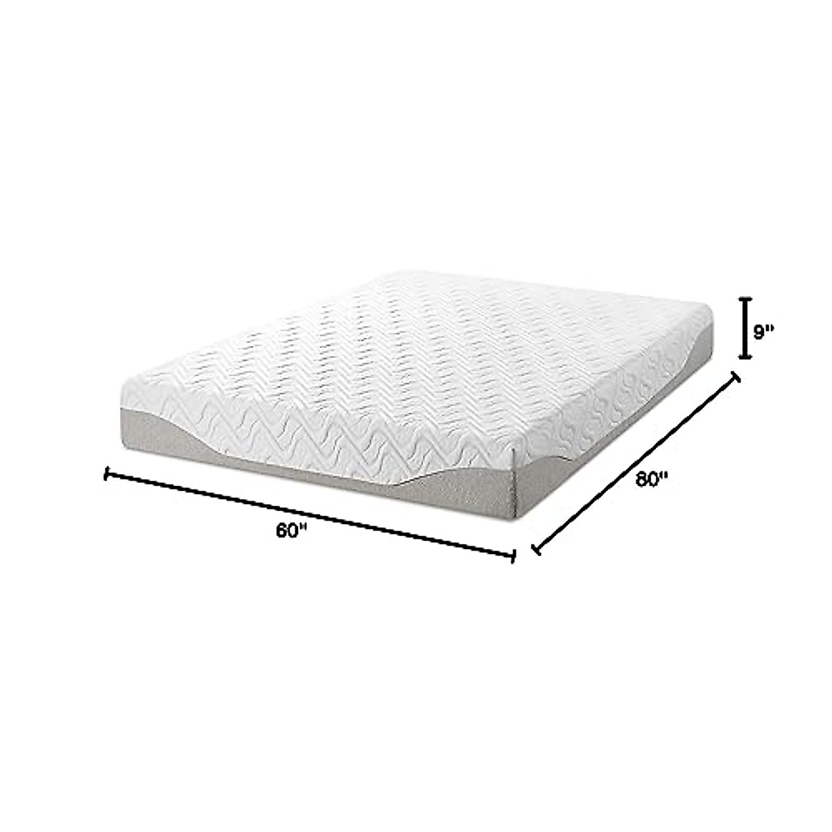 Best Price Mattress 9" Gel Infused Memory Foam Mattress, Queen, White