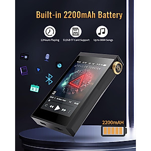 Phinistec S7 HiFi MP3 Player with Bluetooth, Lossless DSD256 Digital Audio Player, High Resoultion Portable Music Player with Metal Body & Glass Back, Dual DAC, Supports Up to 512GB