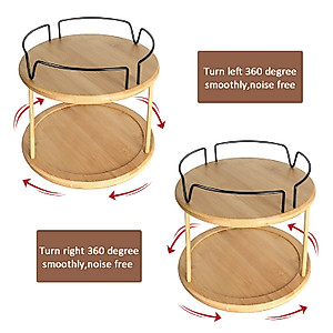 simesove Lazy Susan 2 Tier Turntable 10inch Bamboo Spinning Spice Rack Holder Kitchen Cabinet Countertop Organizer 360 Degree Turntable for Turning Table