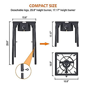 Camplux Propane Burner 130,000 BTU, Single Gas Burners, Outdoor Stove for Home Brewing, Turkey Fry, Maple Syrup Prep