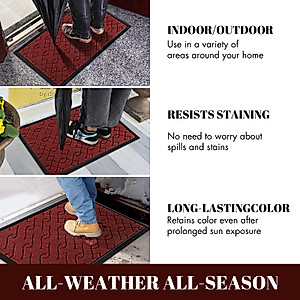Yimobra Front Door Mats, Heavy Duty Water Absorbent Mud Resistant Easy Clean Entry Outdoor Indoor Rugs,Non Slip Backing, Exterior Mats for Outside Patio Porch Farmhouse, 29.5 x 17, Red
