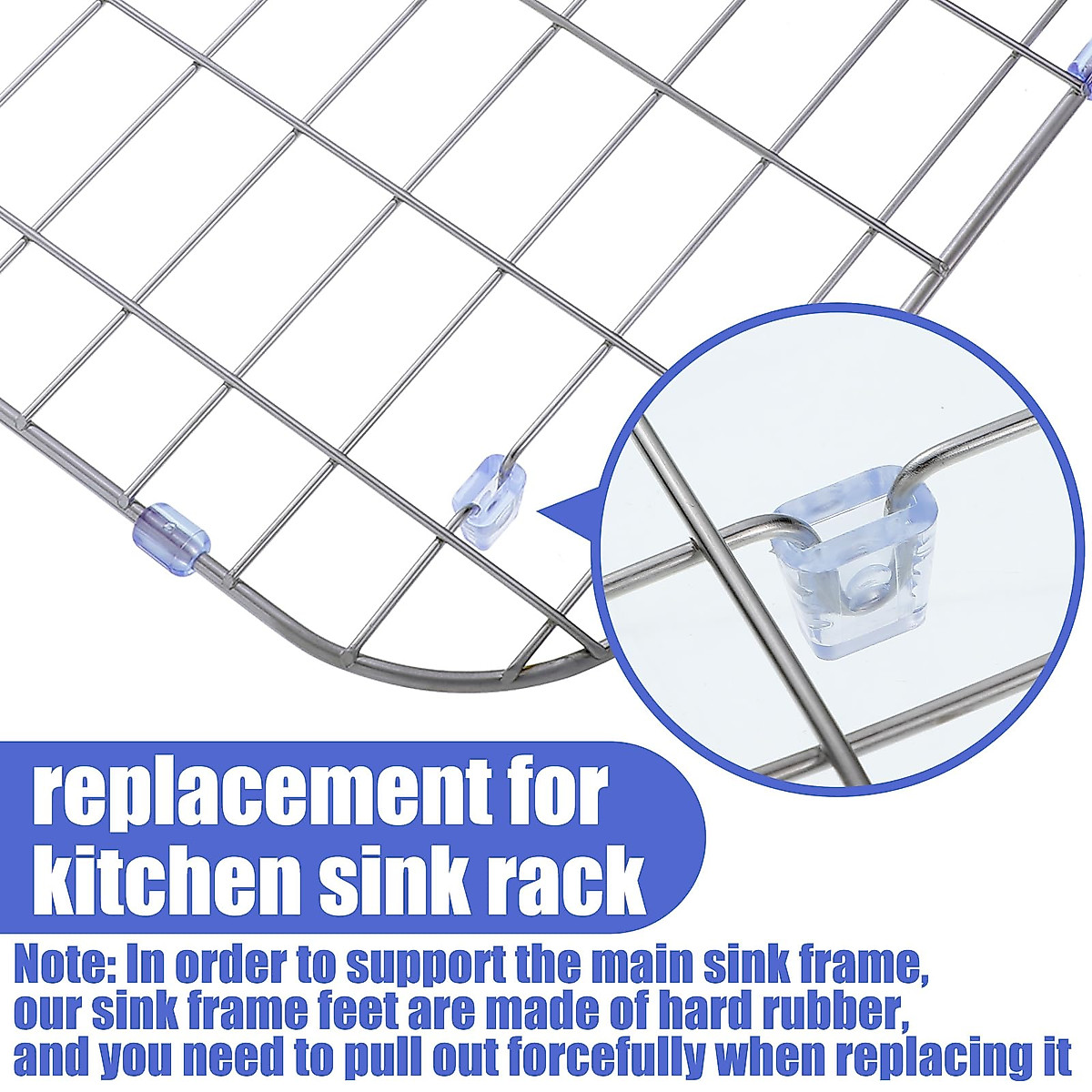 30 Pieces Kitchen Sink Rack Rubber Feet for Kitchen Sink Grid 30 Pieces Rubber Wire Bumpers Sink Protectors for Kitchen Sink Sink Replacement Parts (Gray) (Clear)