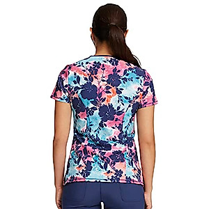 Cherokee Infinity Women Scrubs Top Mock Wrap CK608, XL, Artistic Blooms