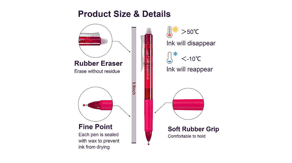 Erasable Gel Pens with 26 Vibrant Colors | Fine Point & Erasable