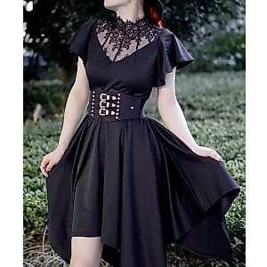 Scarlet Darkness Women Renaissance Faux Leather Wide Waist Belt Gothic Cincher Corset Black XL