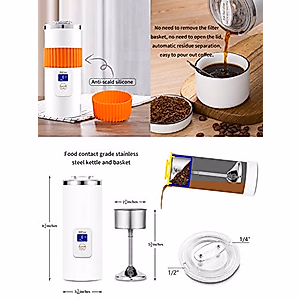 iMiGoo Portable Coffee Maker 8 OZ - Single Cup Coffee Percolator - Tea Maker - Electric Kettle - 304 Stainless Steel - AC 110-120V White