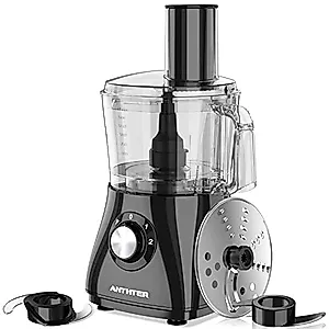 Food Processor, Anthter 600W Professional Food Processors & Vegetable Chopper, with 7 Processor Cups, Reversible Disc, Chopping Blade & Dough Blade for Chopping, Slicing, Purees & Dough