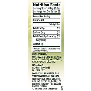 True Lime Lime, Garlic & Cilantro Spice Blend, 1.94 ounces
