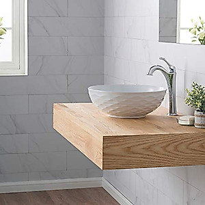 KRAUS Viva™ Round White Porcelain Ceramic Vessel Bathroom Sink with Pop-Up Drain, 16 1/2 in. D x 5 1/2 in. H, KCV-200GWH