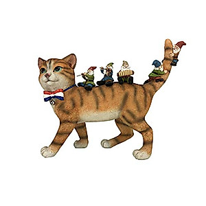 GlitZGlam Patrick The Patriotic Miniature Cat and The Happy Gnomes - A Fairy Garden Gnome Figurine