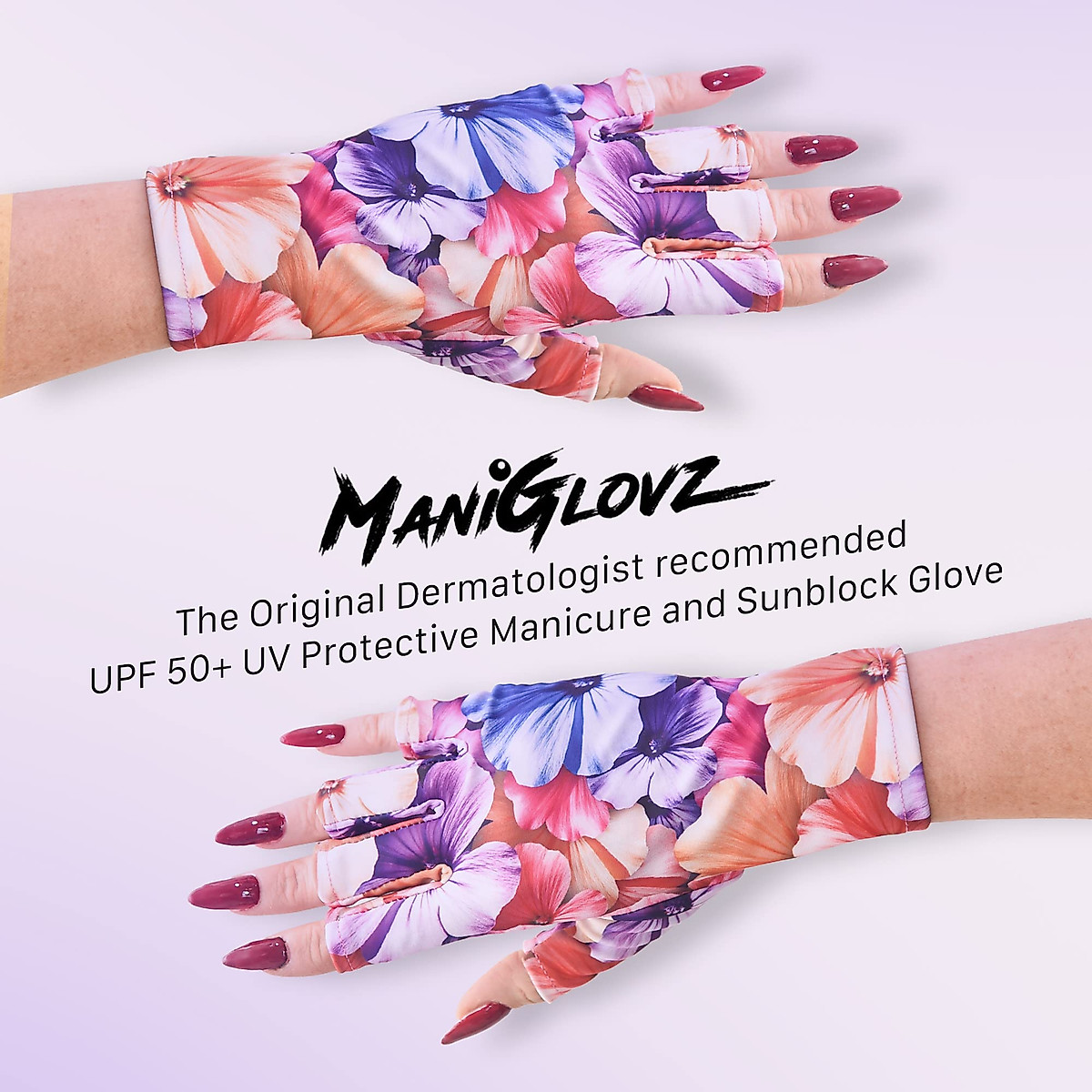 ManiGlovz - Original UPF 50+ UV Protective Nail Gloves | Gel Manicure Gloves & Anti-UV Fingerless for Women | Sun Protection for Driving | Making Waves Print