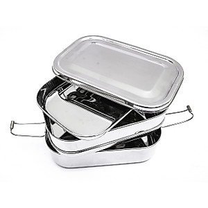 POSHGRAM Eco-Friendly STAINLESS STEEL BENTO BOX for adults and kids, 3-Tier Lunch Box For adults and kids, Size 6.4 * 4.4 * 3.3 (Inches)