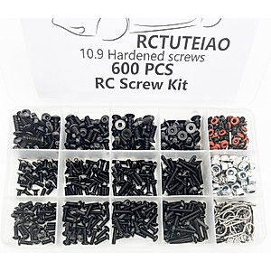 RC Car Tool Stand Repair Work RC Screws Kit 600PCS & RC Screwdrivers and Screws Pallet Kit 360 Degree Rotation for 1/8 1/10 1/12 1/16 1/18 RC Car Truck Crawler (Black)
