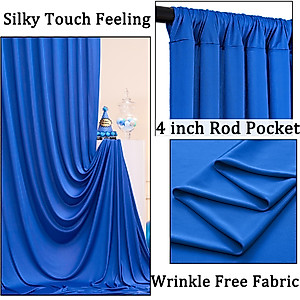 20ft x 10ft Royal Blue Backdrop Curtains for Parties, 4 Panels 5x10ft Wrinkle Free Silky Polyester Photo Backdrop Drapes Background for Birthday Graduation Photography Party Decorations