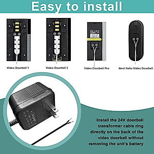 jiooyy 24V 500mA Doorbell Power Adapter - 26.2ft Long C Wire Power Supply, Doorbell Transformer Fits Ring, Nest Hello, Wyze, Eufy Video Doorbells and Ecobee,Sensi,Nest,Honeywell Thermostat(Black)