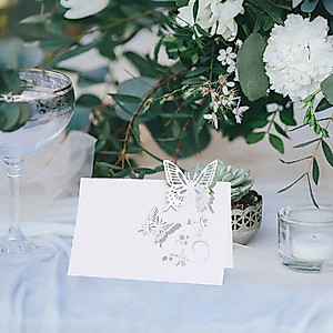 50PCS Hollow Butterfly Table Place Cards, Name Place Cards for Table Setting, Seating Place Cards Banquet Seat Cards Name Cards Wedding Place Cards for Table, Dinner Parties, 3.5 x 2.4 Inch