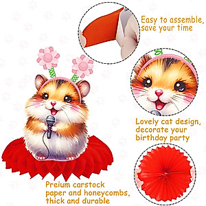 Hamster Honeycomb Centerpieces 11Pcs Hamster Birthday Party Decorations Hamster Table Decorations Guinea Pig Centerpeces for Table Hamster Theme Baby Shower Supplies