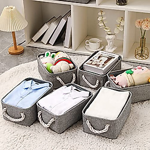 QBSM Storage Baskets for Organizing, 11.8'' x 7.8'' x 5.1'' Set of 6 Fabric Storage Cubes Baskets for Shelves, Small Collapsible Linen Organizers Bins with Handles for Closet Laundry Nursery