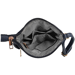 DELUXITY | Crossbody Purse Bag | Functional Multi Pocket Double Zipper Purse | Adjustable Strap | Medium Size Purse | Navy