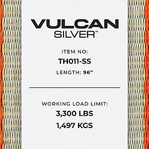 VULCAN Wheel Dolly Tire Harness with Universal O-Ring - Lasso Style - 2 Inch x 96 Inch - 4 Pack - Silver Series - 3,300 Pound Safe Working Load- Straps Only - Ratchets Sold Separately